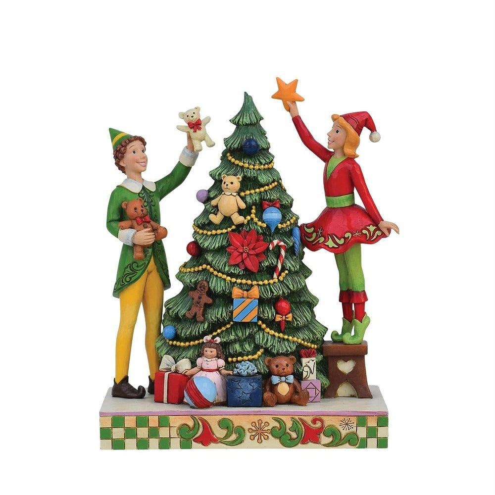 Jim Shore Elf Buddy And Jovie Elf Decorating Figurine Sparkle Castle