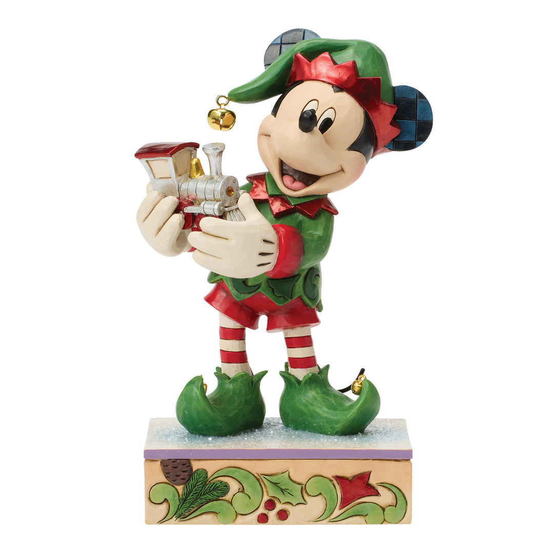 Jim Shore Disney Traditions: Mickey Elf With Train Special Edition Fig ...